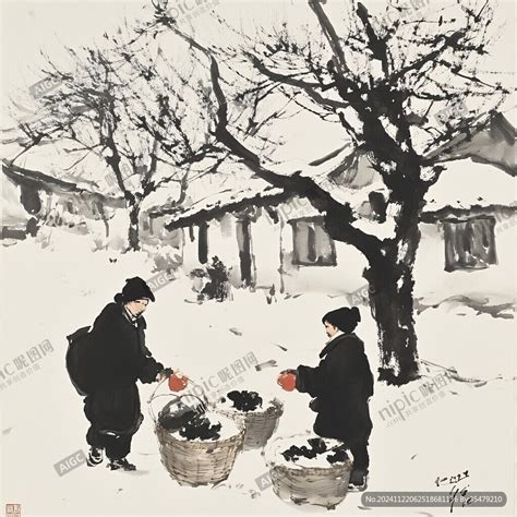 ai创作图古代卖枣插画 卖枣插画 采桑图 卖梨场景场景 古人买水果 古代儿童卖水果 水墨民俗画 古代小贩卖水果 手绘卖枣 打枣插画 古代卖水果