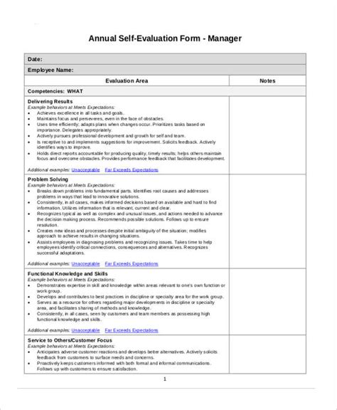 Free 23 Self Evaluation Form Samples In Pdf Ms Word Excel