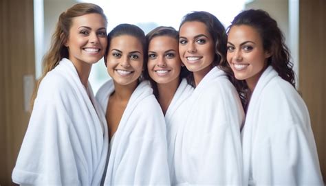 Premium Ai Image Attractive Girls In Hotel Towels