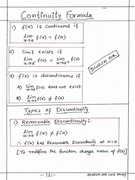 Continuity Formula Handwritten 16611794 Pdf