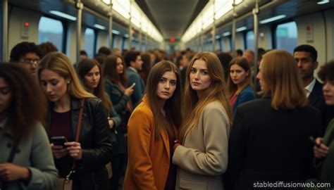 Women In Crowded Train Scene Stable Diffusion Online