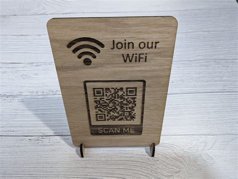 wooden wifi code sign wifi qr code sign qr code sign oak