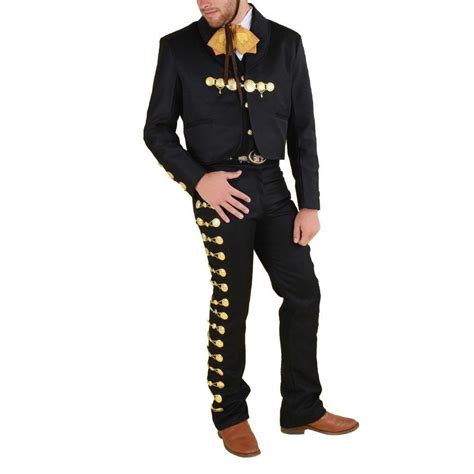 Traje De Charro Para Hombre Todo Incluido Color Negro Y Oro