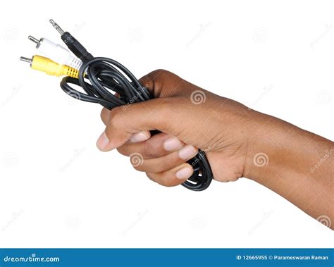 Av Cable With Hand Stock Image Image Of Backdrops Cable 12665955