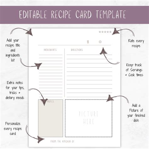 Editable Recipe Card Template Printable Customize Fonts And Colors 8 5x11