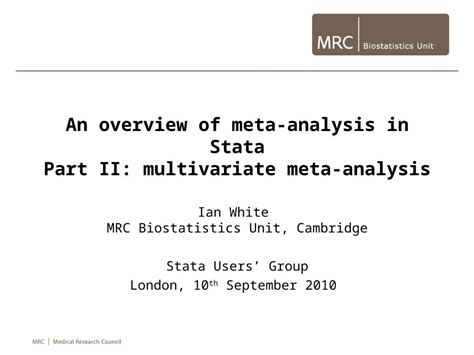 Ppt An Overview Of Meta Analysis In Stata Part Ii Multivariate Meta