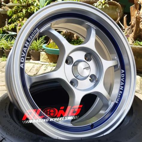 Jual Velg Repl Advan Rg R15 Silver Blue Line Shopee Indonesia