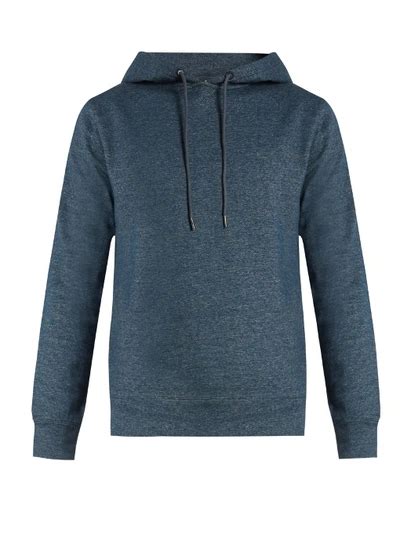 Apc Brook Hooded Cotton Sweatshirt In Blue Marl Modesens