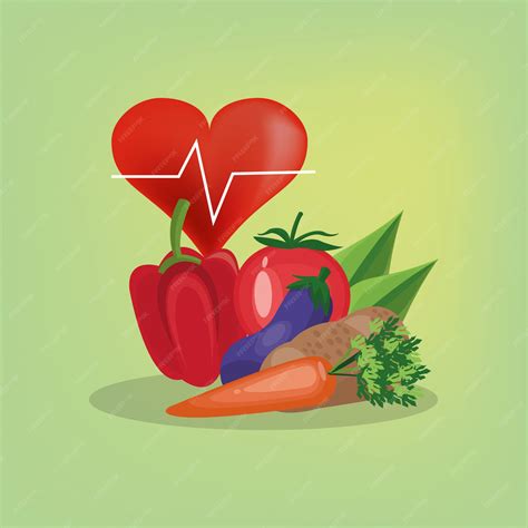 Premium Vector Assorted Healthy Food And Heart Cardiogram Icons Image