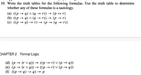 Solved Write The Truth Tables For The Following Chegg Com