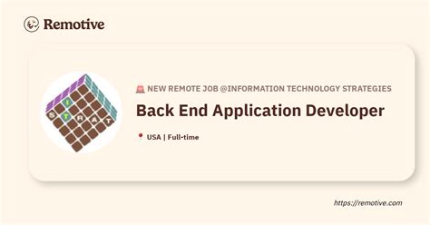 [hiring] Back End Application Developer Information Technology Strategies