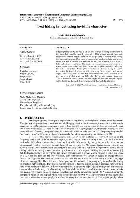 PDF Text Hiding In Text Using Invisible Character