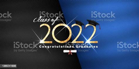 2022년 졸업골드 디자인 축하 이벤트 티셔츠 파티 고등학교 또는 대학 졸업생을 위한 2022년 벡터 일러스트 텍스트 인사말