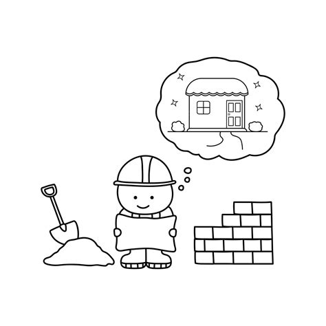 Conjunto De Construcción De Niños De Color Dibujado A Mano Del Plan De