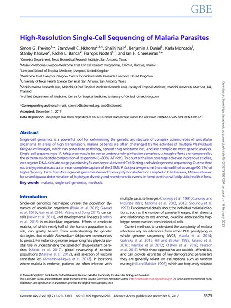 Pdf High Resolution Single Cell Sequencing Of Malaria Parasites