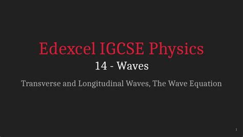 Edexcel Igcse Physics Lesson 14 Waves Teaching Resources