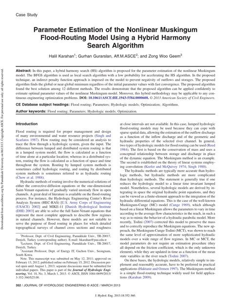 Pdf Parameter Estimation Of The Nonlinear Muskingum Flood Routing