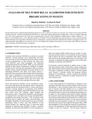 Analysis Of Multi Hop Relay Algorithm For Efficient Broadcasting In