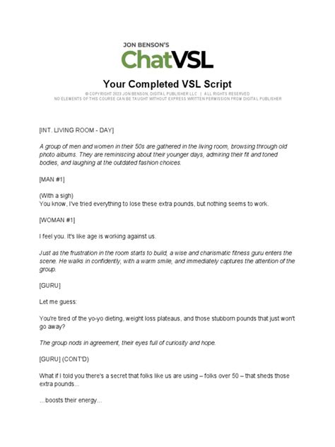 Chatvsl Jons Completed Vsl Script Pdf Physical Fitness Dieting