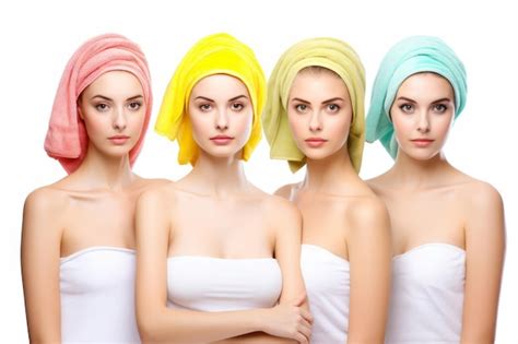 Premium Ai Image Isolated Girls In Towels On White Background