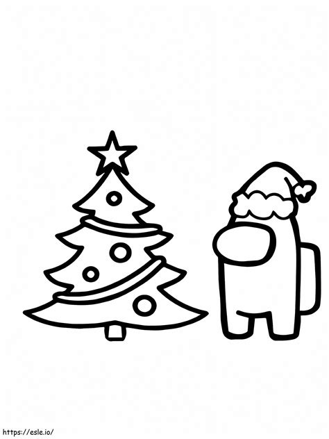Among Us Christmas Tree Coloring Page Coloring Page