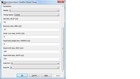 Waijung Blockset Block References Communication Onewire Master Onewire Master Setup