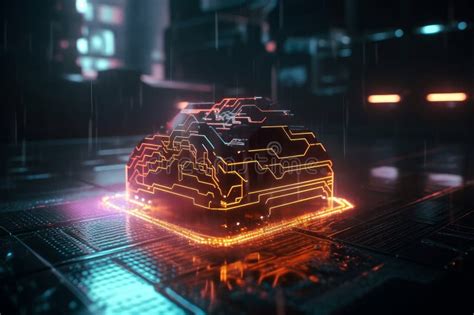 Neon Cloud The Fusion Of Microchip And Cloud Computing With Octane Render And Hard Ops Stock