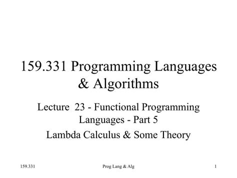ppt 159 331 programming languages and algorithms powerpoint