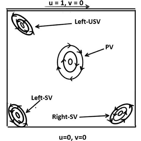 2d Lid Driven Square Cavity One Sided Flow Vortices Layout And Boundary