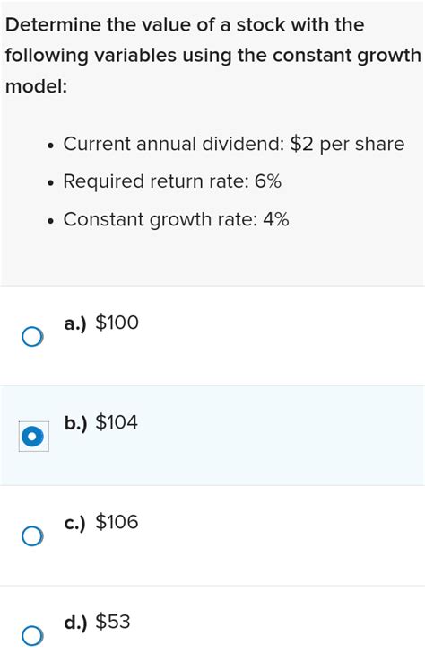 Solved Determine The Value Of A Stock With The Following Chegg Com