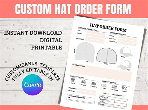 custom hat order form editable template hat order forms for vinyl