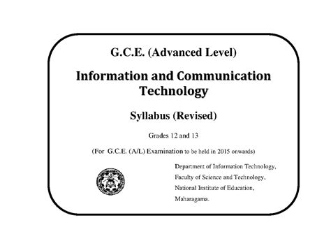 Al Ict Old Syllabus English Gc Advanced Level I