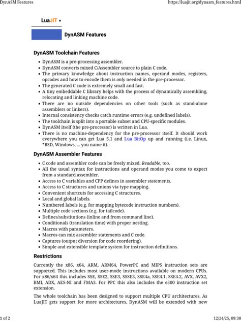 Dynasm Intro Pdf Assembly Language Software Engineering