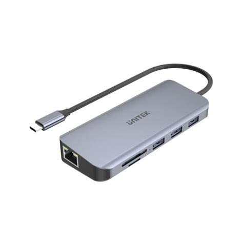 Unitek UHUB N9 9 In 1 USB C Ethernet Hub With Dual Monitor 100W Power Delivery And Dual Card
