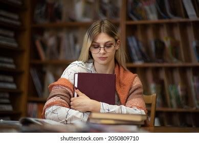 Beautiful Smart Blonde Nerd Girl Library Stock Photo Shutterstock