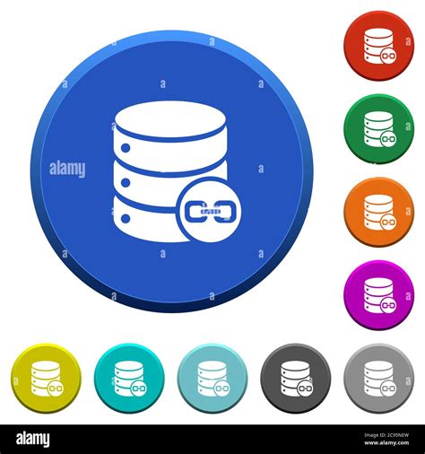 joined database tables round color beveled buttons with smooth surfaces