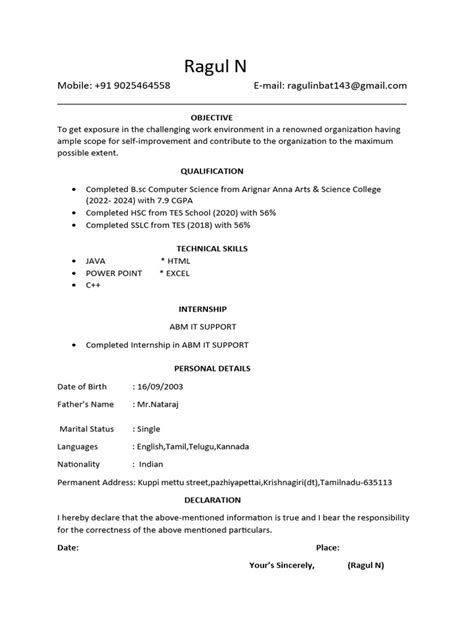 Ragul Resume Pdf