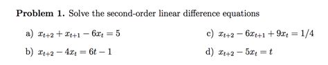 Solved Problem 1 Solve The Second Order Linear Difference