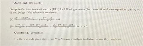 Solved Questionl 20 Points Compute The Local Truncation
