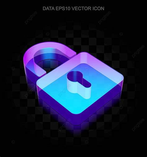 Glass Padlock Information Icon 3d Neon Glow With Closed Design Eps 10 Vector Vector Login