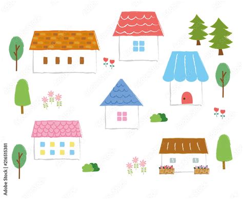 かわいい家のイラストアイコン素材 Stock ベクター Adobe Stock