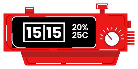 완전 충전 표시기를 표시하는 빨간색 디지털 카메라 배터리 아이콘입니다 전력 수준 및 온도 개념 벡터 일러스트 레이 션 0명에 대한 스톡 벡터 아트 및 기타 이미지 Istock