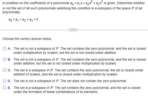 Solved A Condition On The Coefficients Of A Polynomial
