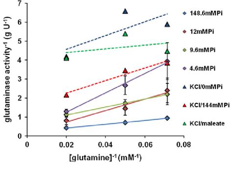 Lineweaverburk Plot Showing The Effect Of Varying Phosphate