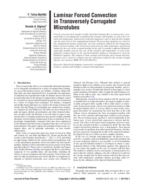 Pdf Laminar Forced Convection In Transversely Corrugated Microtubes