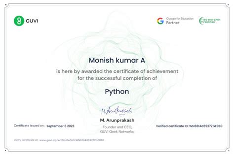 Monish Kumar A On Linkedin Python Guvi Programming Pythoncoding Techjourney