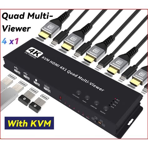 4k Hdmi Kvm Switch 4x1 Quad Multi Viewer 4 In 1 Out Kvm Hdmi Processor