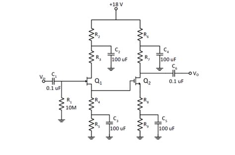 Solved An Amplifier Circuit Obtained Using Jfet And Mosfet
