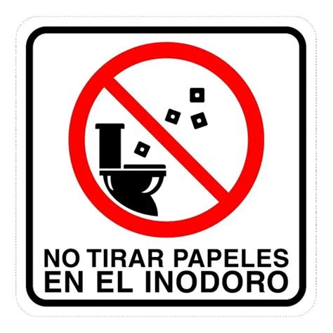 Calcomanía No Tirar Papeles En El Inodoro 15 X 15 Cm Mercadolibre