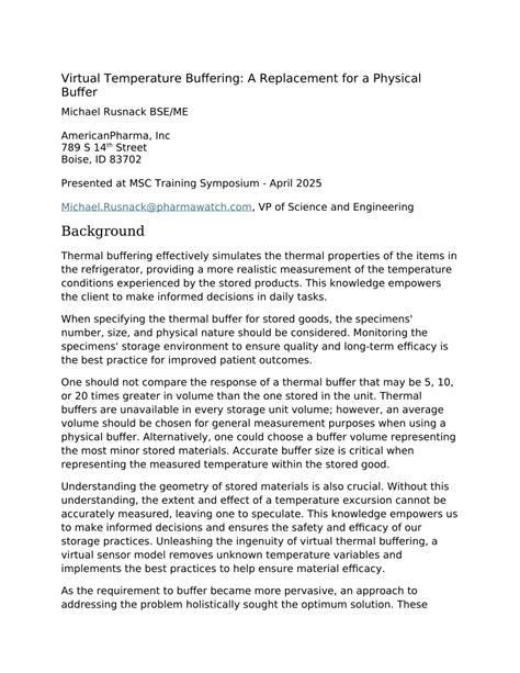 Pdf Virtual Temperature Buffering A Replacement For A Physical Buffer